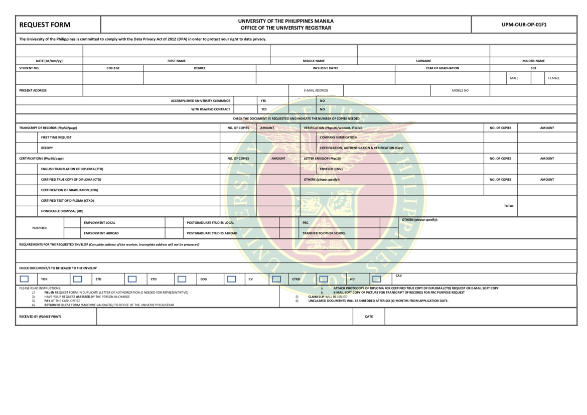 OUR Forms and Processes | Office of the University Registrar